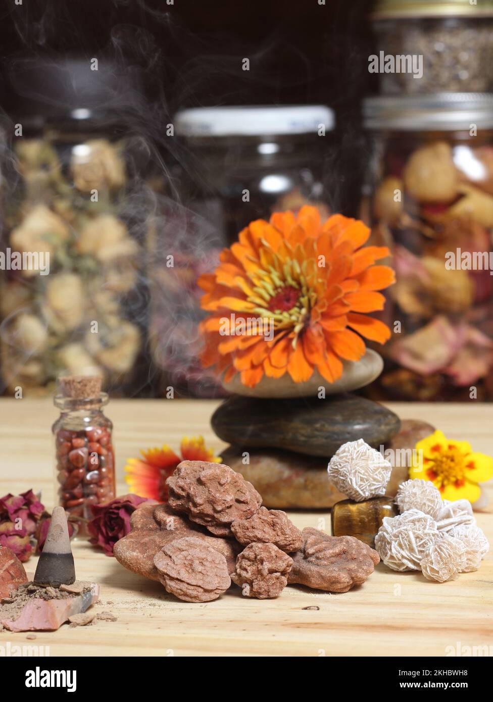 Desert Rose Rocks From Oklahoma on Meditation Altar Stock Photo - Alamy