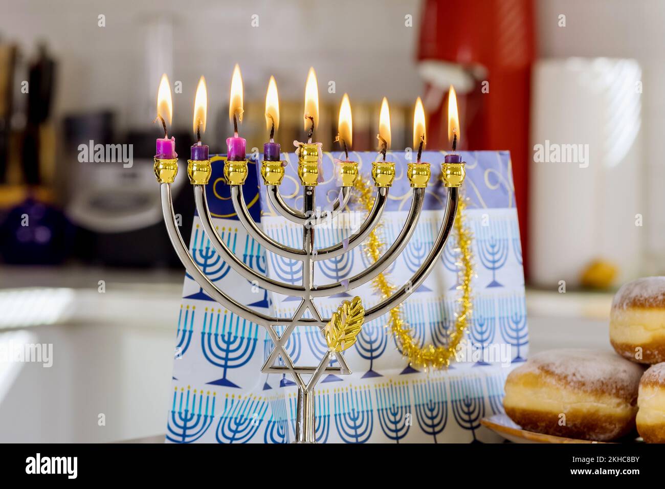 Hanukkah celebration Judaism tradition holiday symbols lighting ...