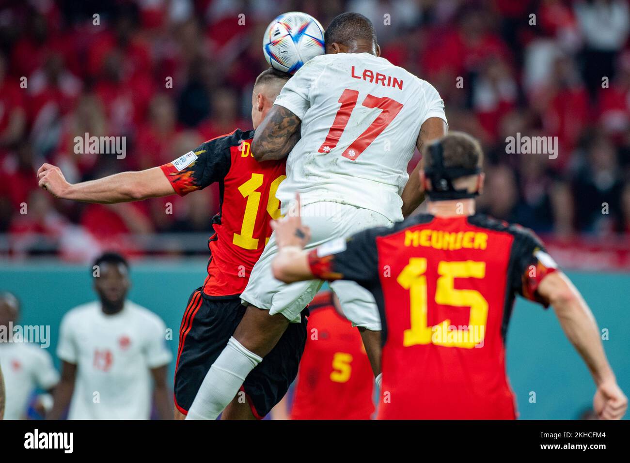 Cyle Larin of Canada during the FIFA World Cup Qatar 2022 Group F match ...