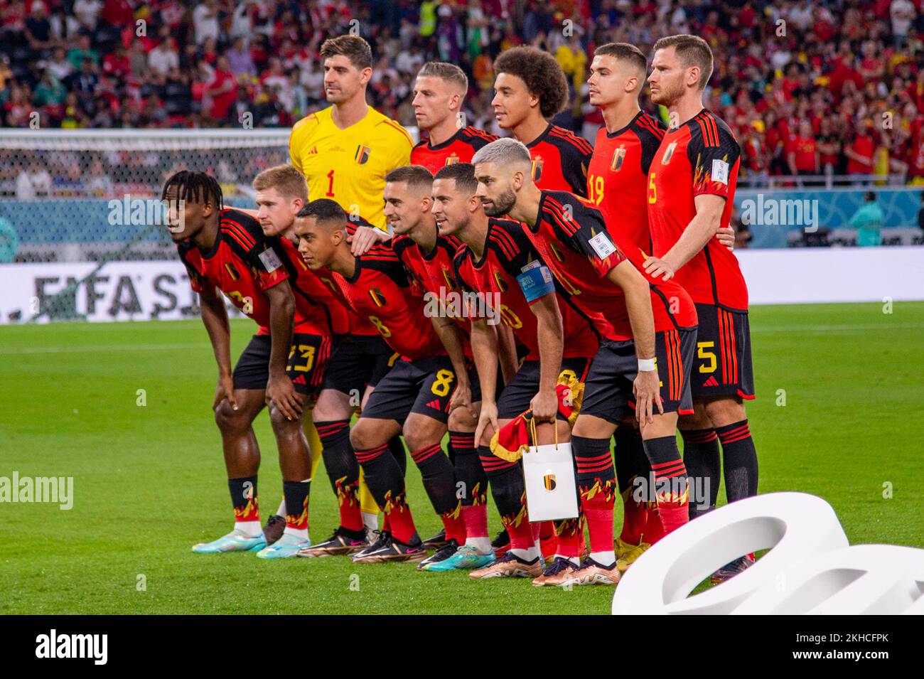 The Belgian team poses for a photo during the FIFA World Cup Qatar 2022 ...
