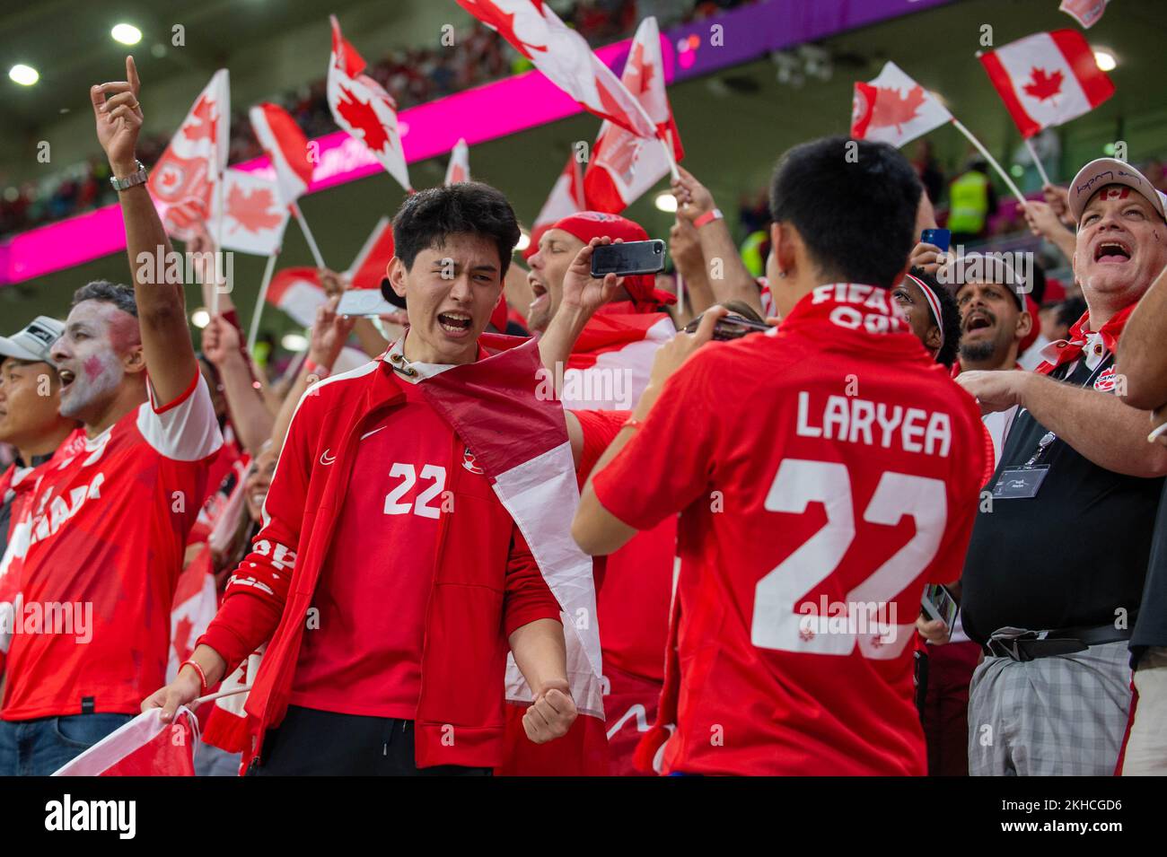 The Canadian fans during the FIFA World Cup Qatar 2022 Group F match ...