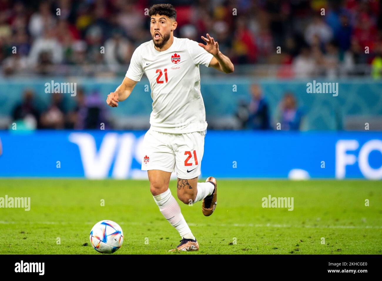 Jonathan Osorio of Canada during the FIFA World Cup Qatar 2022 Group F ...