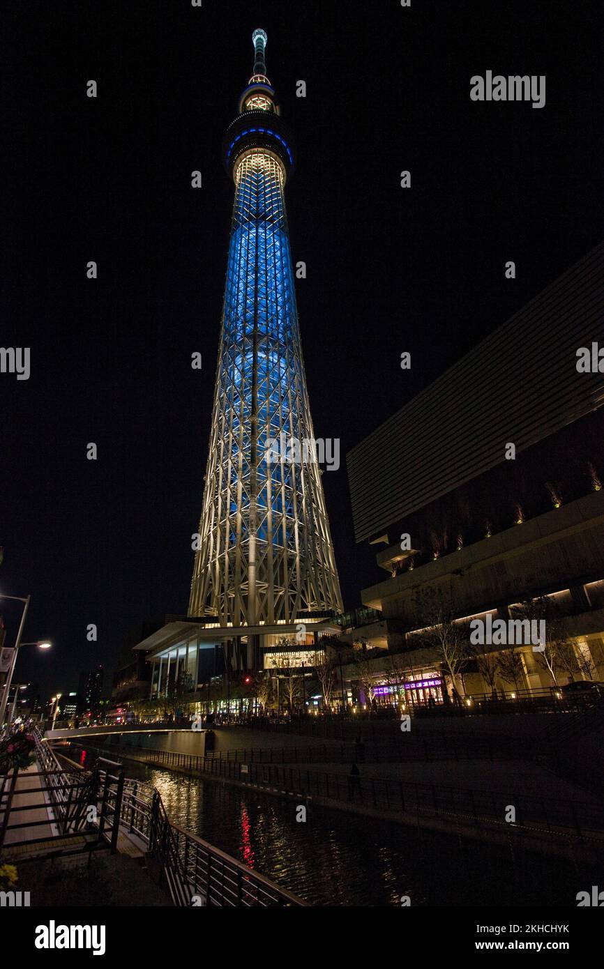 Tokyo Sky Tree and East Tower night Sumida Tokyo Japan Stock Photo - Alamy