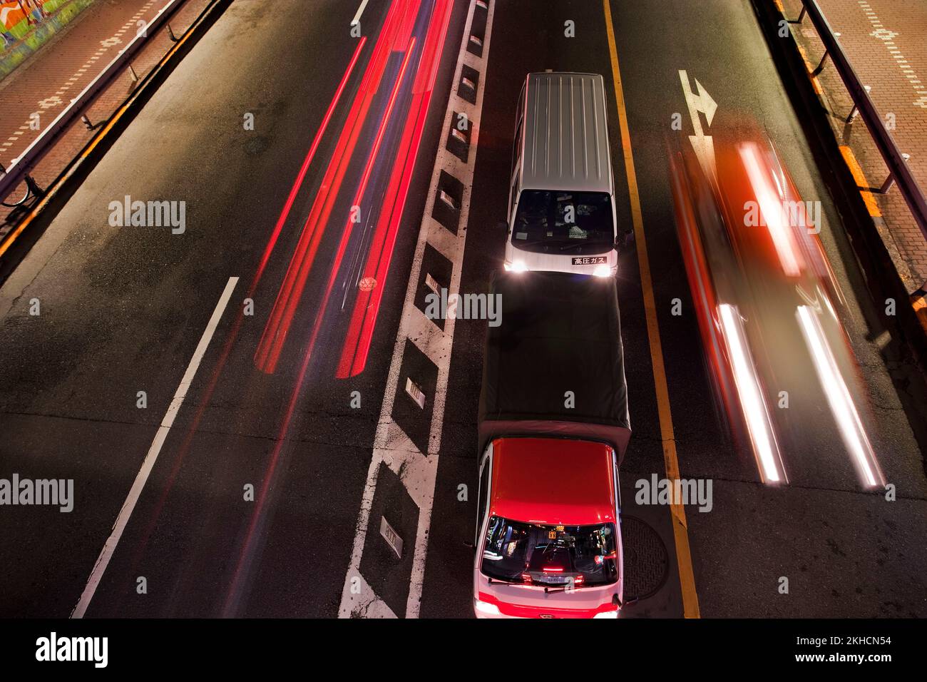 Traffic and light trails evening Gotanda Tokyo Japan Stock Photo - Alamy