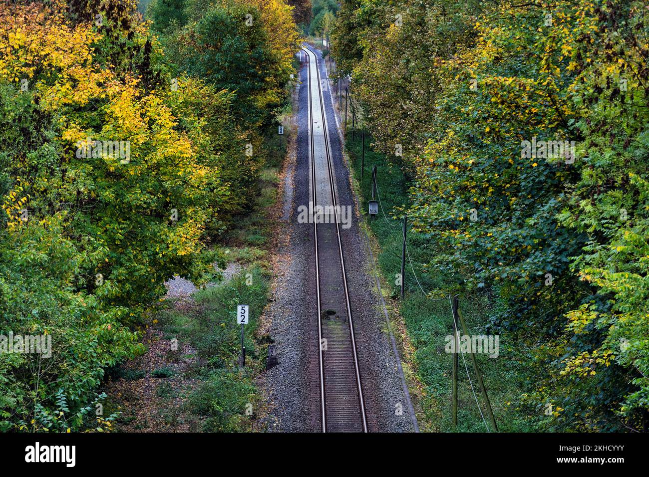 Single-track railway line, symbolic image of public transport in rural ...