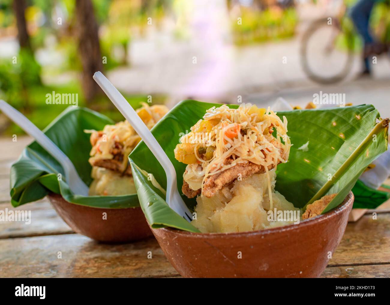 The vigoron typical food of Granada, Nicaragua. Traditional Vigoron in ...