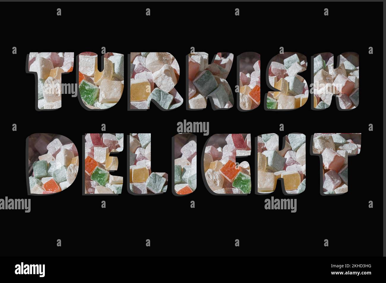 Turkish delight text in Turkish delight of various colors Stock Photo ...
