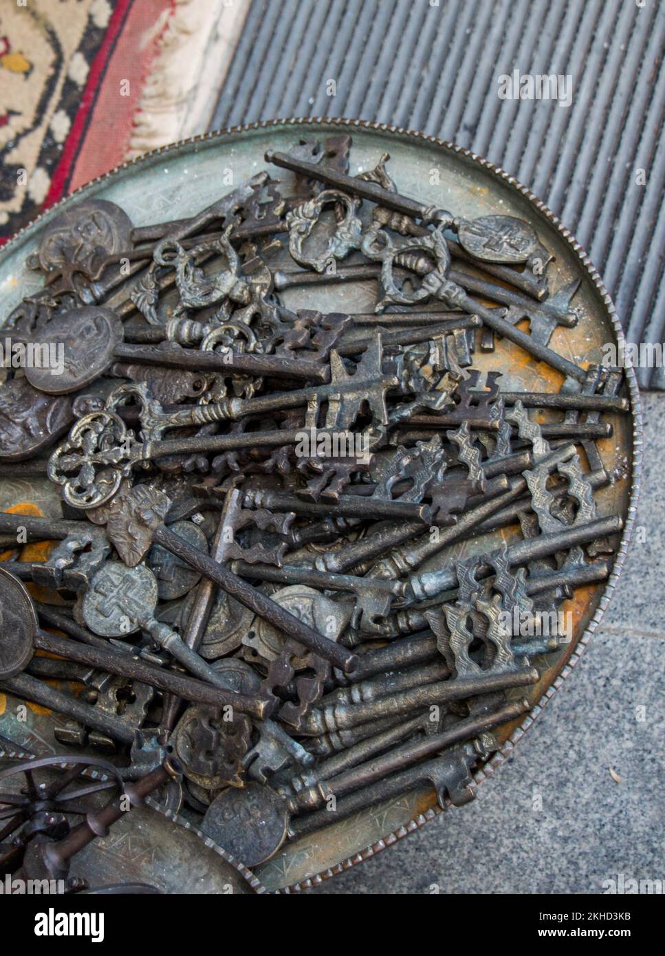 Set of retro styled dark golden color keys Stock Photo - Alamy