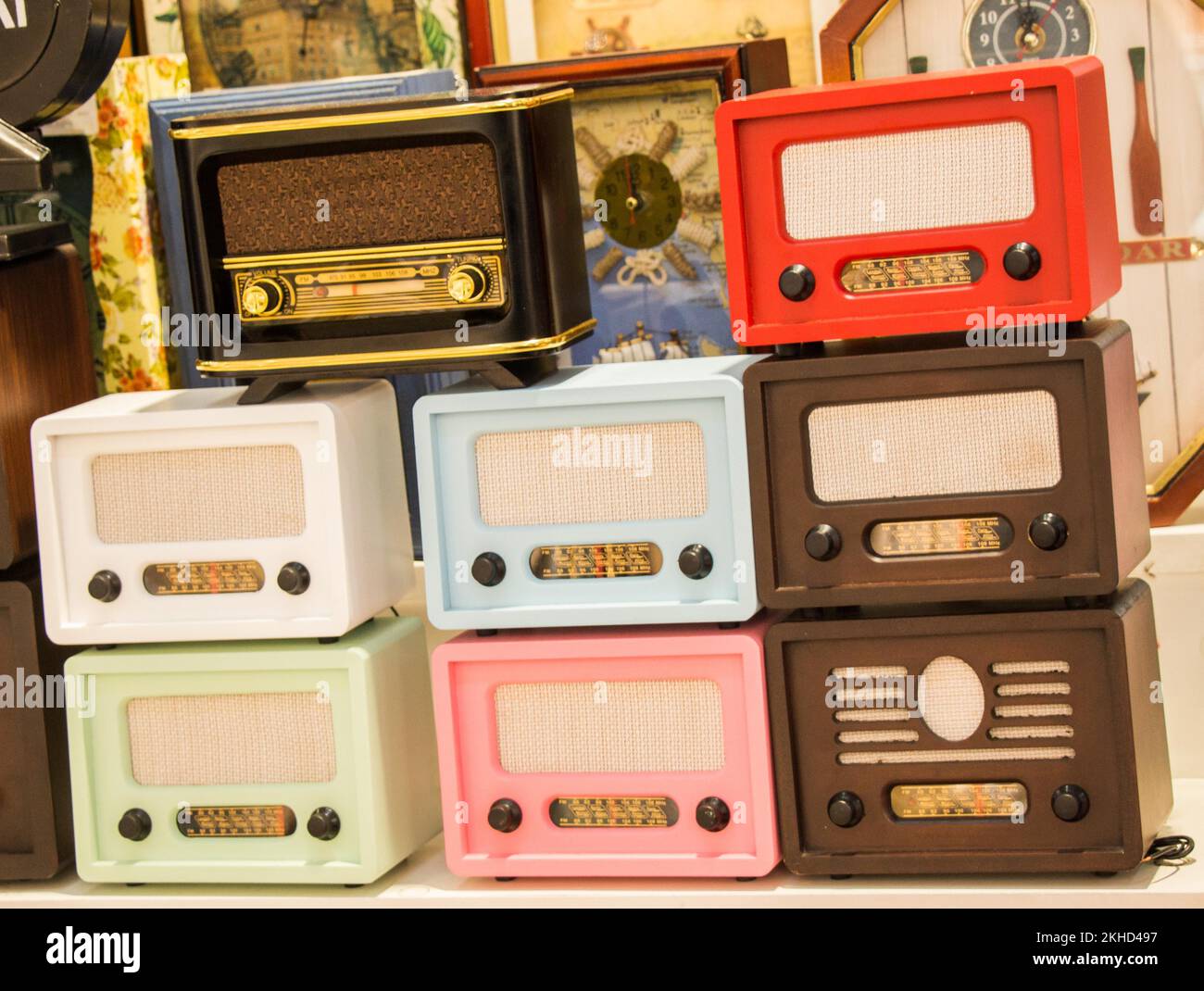 Set of retro styled image of old radios Stock Photo - Alamy