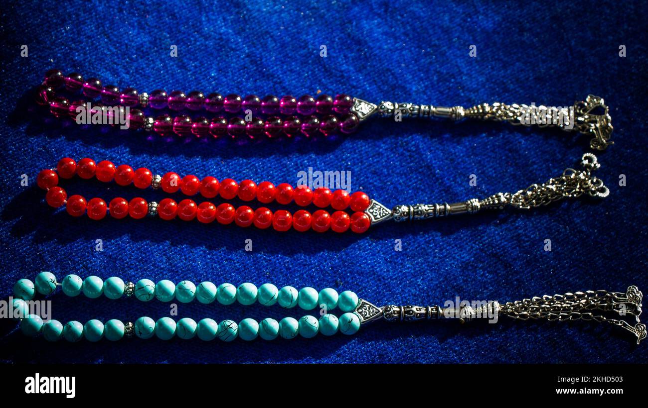 Set of praying beads of various colors Stock Photo - Alamy