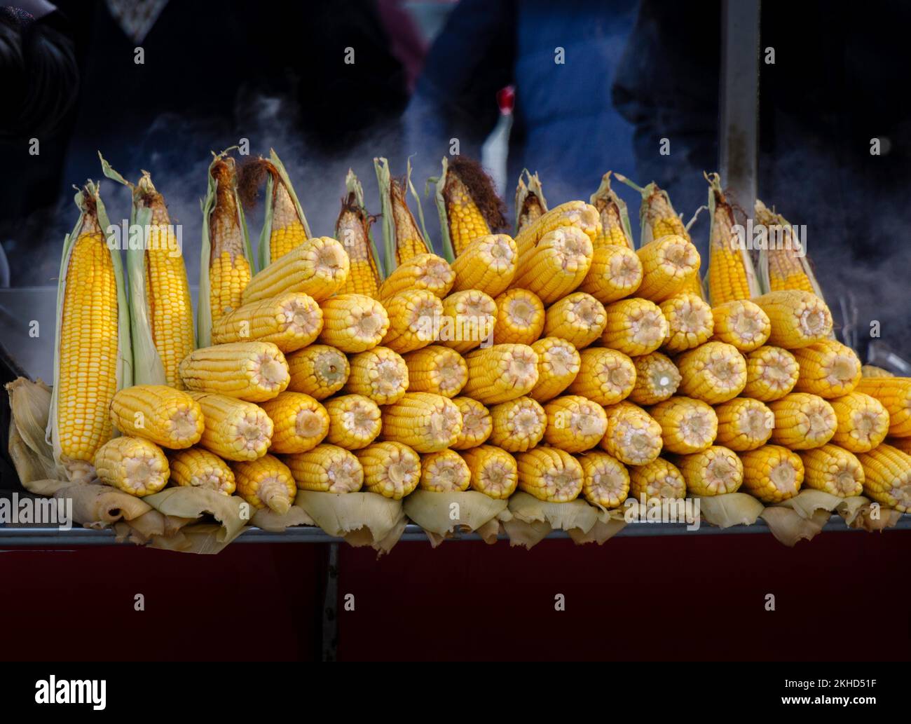 Corn on the cob kernels are peeled Stock Photo - Alamy