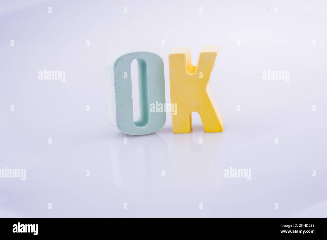 The word OK written with colorful letter blocks Stock Photo - Alamy
