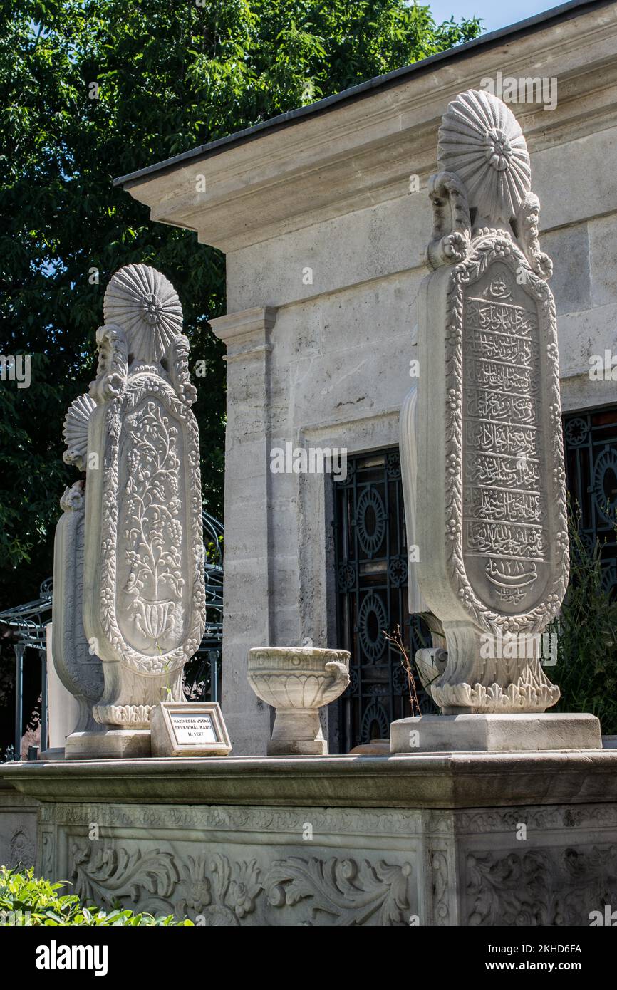 Ottoman style decorative art in marble tomb in cemetery Stock Photo - Alamy