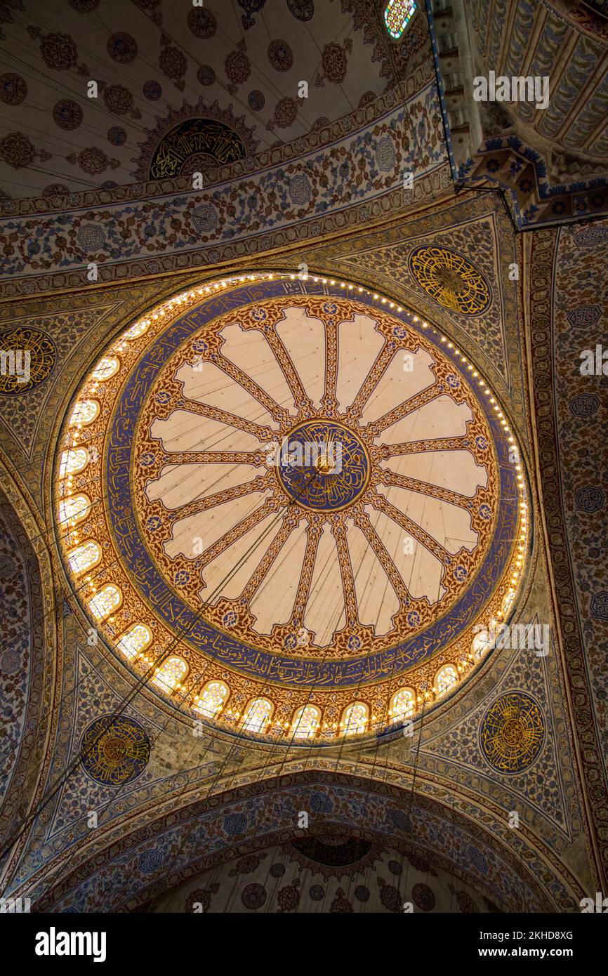 Inner view of dome in Ottoman architecture in, Istanbul, Turkey, Asia ...