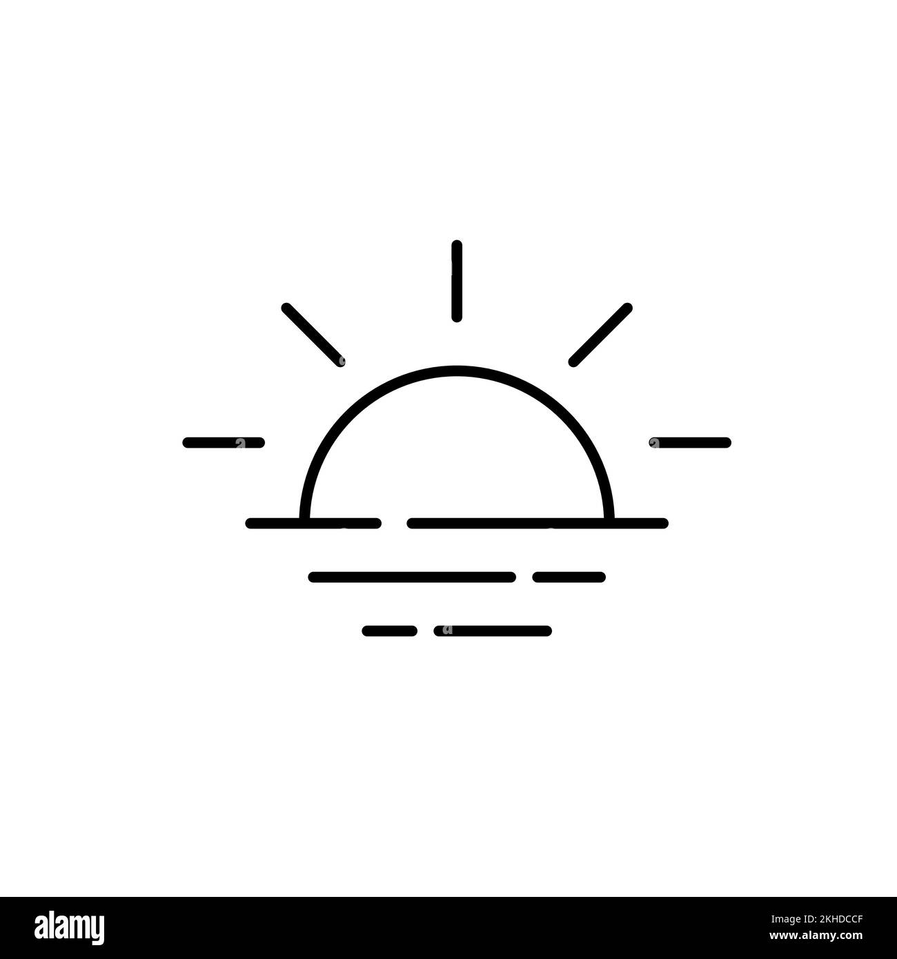 Sunset or sunrise at the sea. Pixel perfect, editable stroke simple line icon Stock Vector Image ...