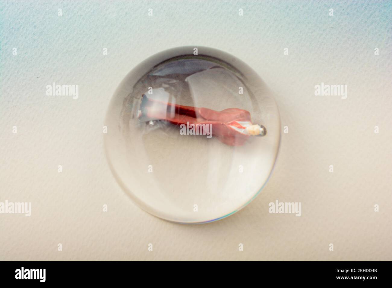 Tiny figurine of man miniature model under magnifying glass Stock Photo ...