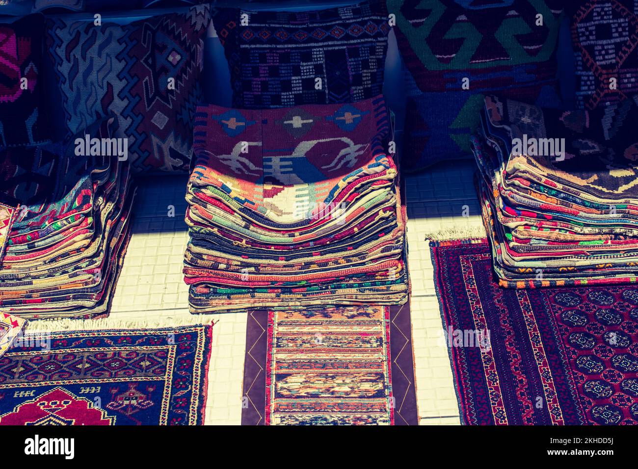 Traditional Turkish hand made carpet and rugs Stock Photo - Alamy