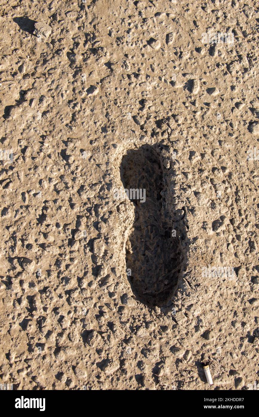 Footstep pattern seen on a concrete background Stock Photo - Alamy