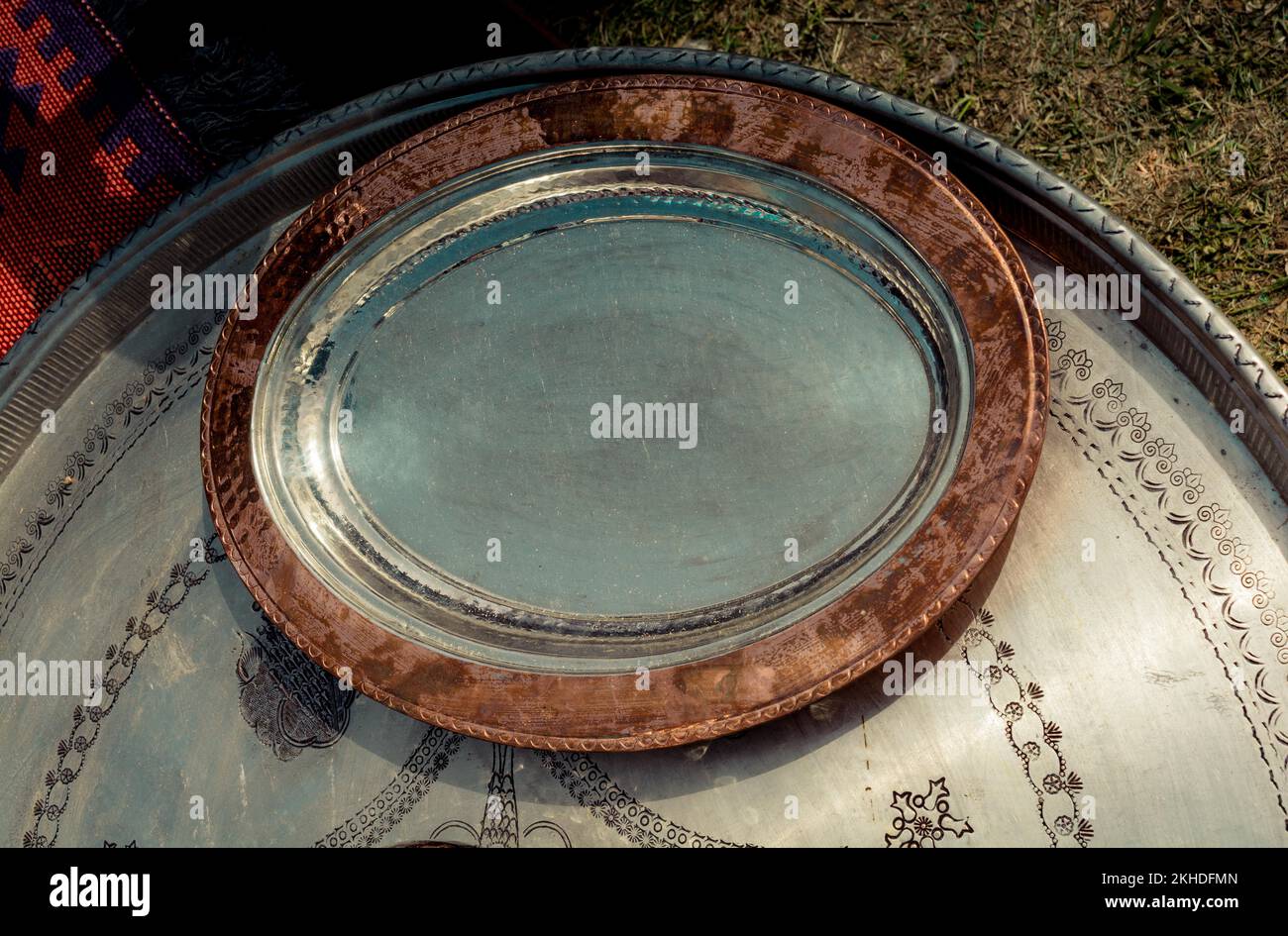 Taditional Turkish metal plates in the view Stock Photo - Alamy