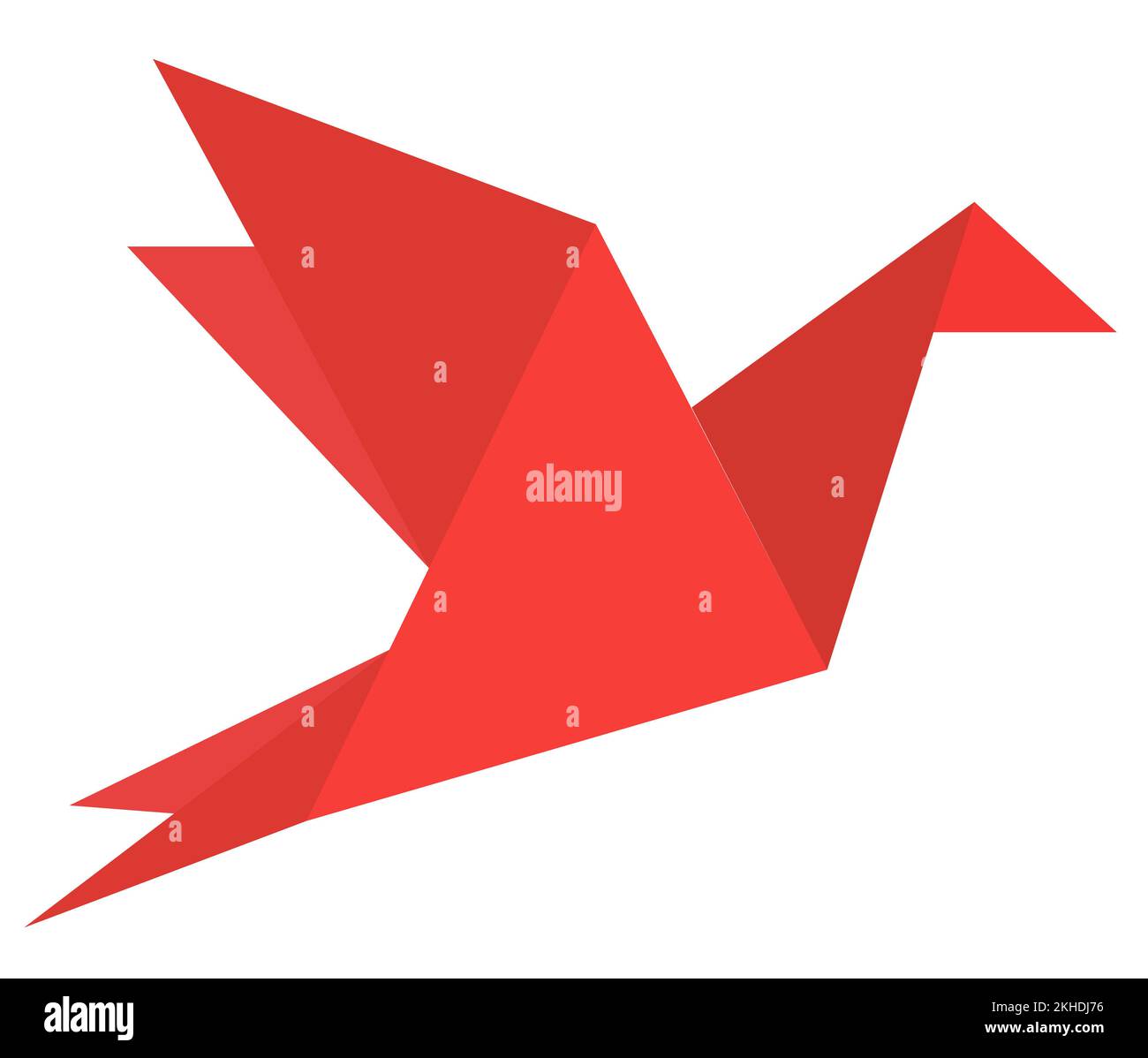 Origami paper bird on white background. Red bird paper sign. Origami ...
