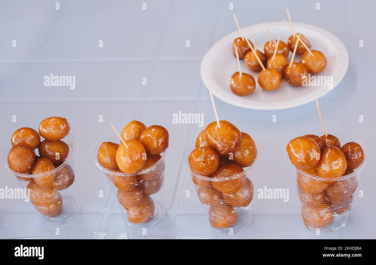 Turkish dessert with syrup "Lokma" in the view Stock Photo - Alamy