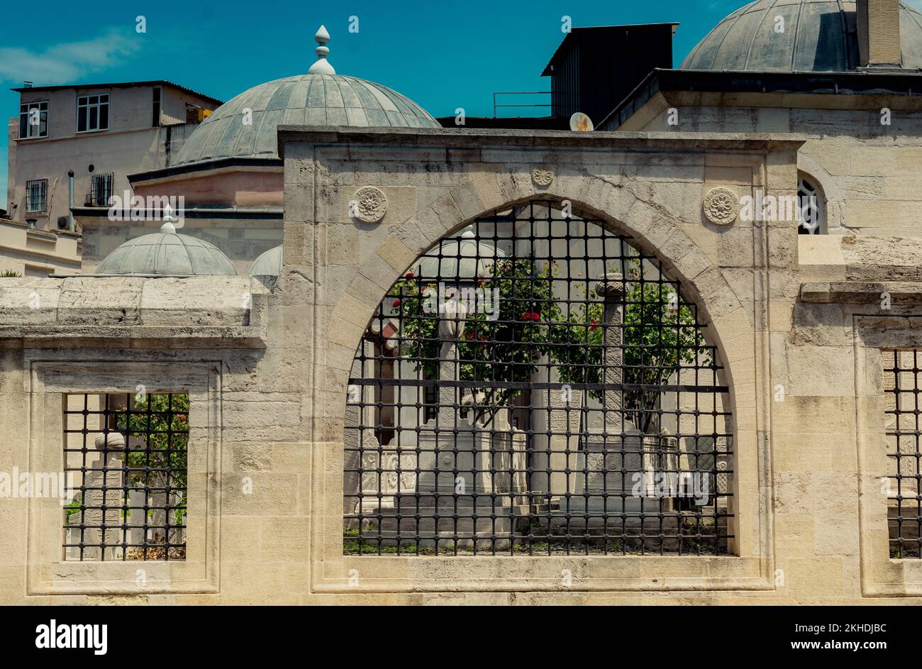 Ottoman style decorative art in marble tomb in cemetery Stock Photo - Alamy