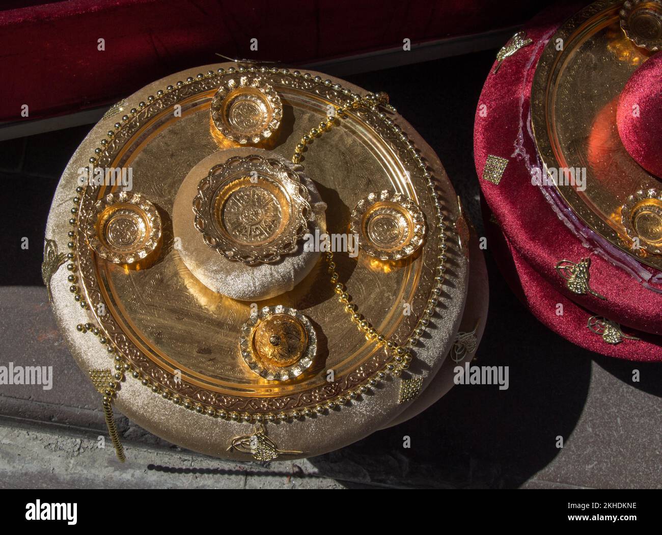 Taditional Turkish metal plates in the view Stock Photo - Alamy