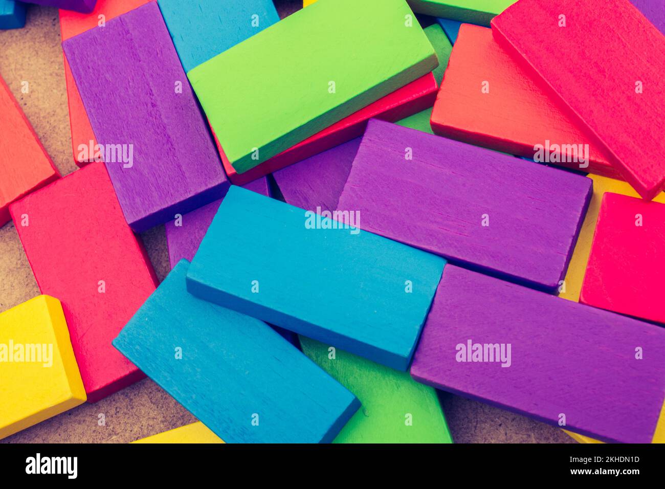 Wooden blocks of various color randomly scattered Stock Photo - Alamy