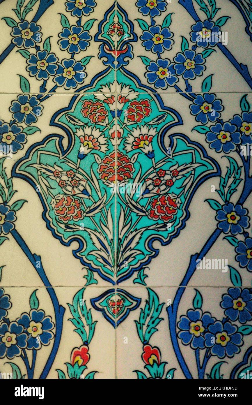 Ancient Ottoman time Handmade Turkish Tiles with floral patterns Stock ...