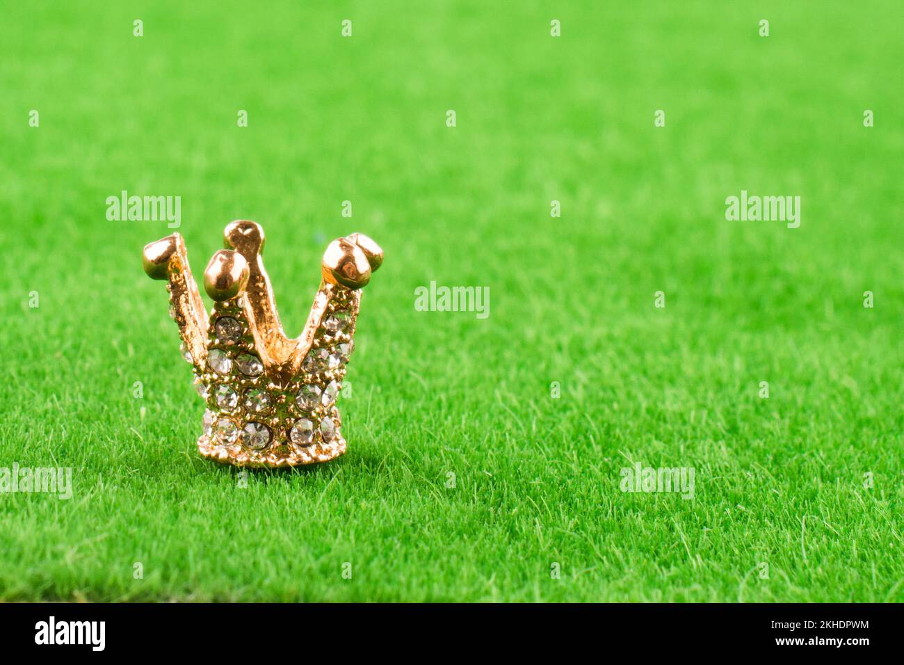 Golden color crown model with pearls on grass Stock Photo - Alamy