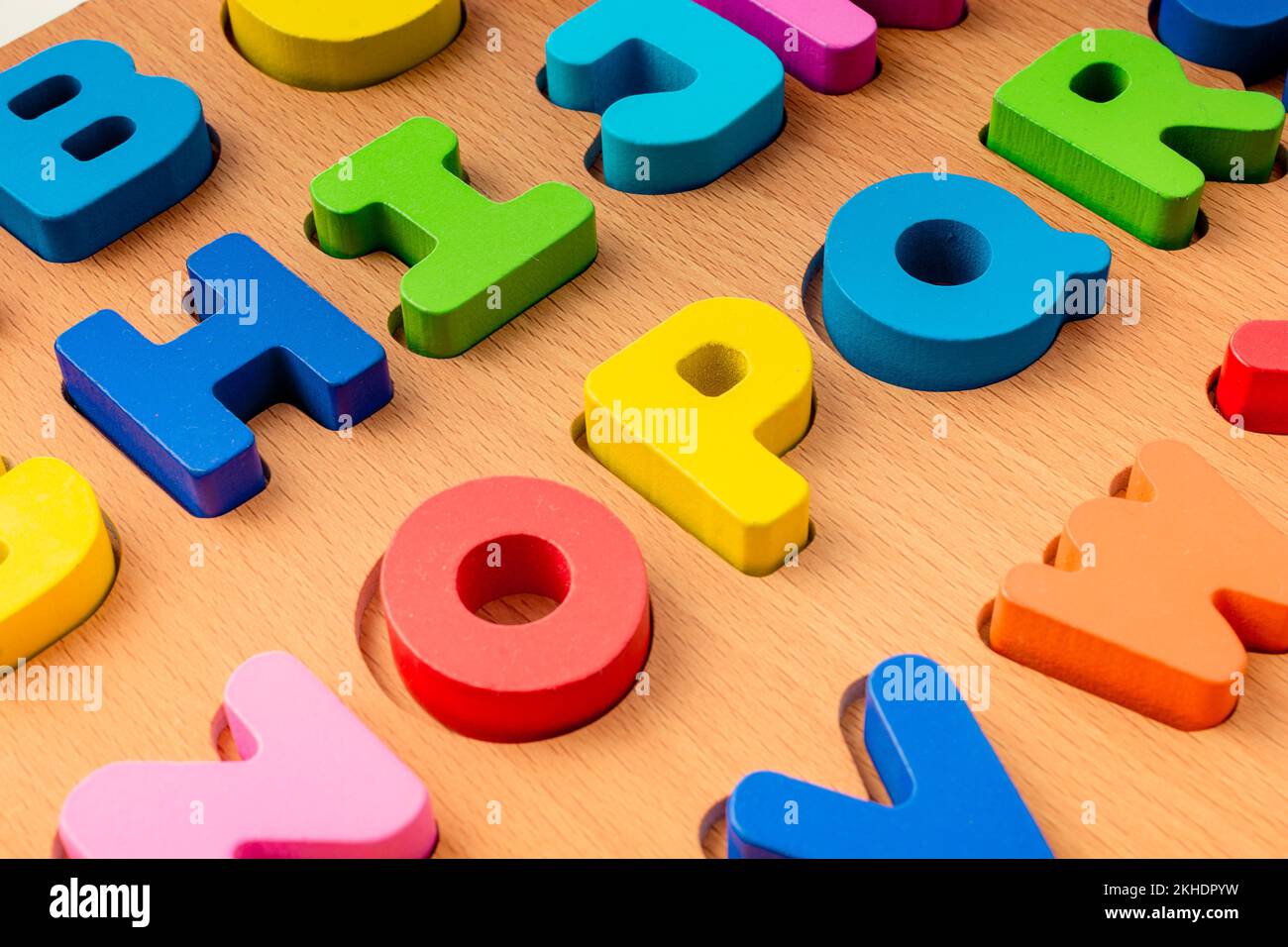 Colorful Letters of Alphabet made of wood Stock Photo - Alamy