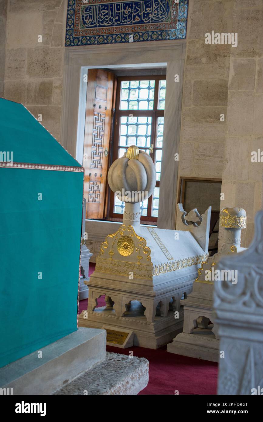 Ottoman style decorative art in marble tomb in cemetery Stock Photo - Alamy