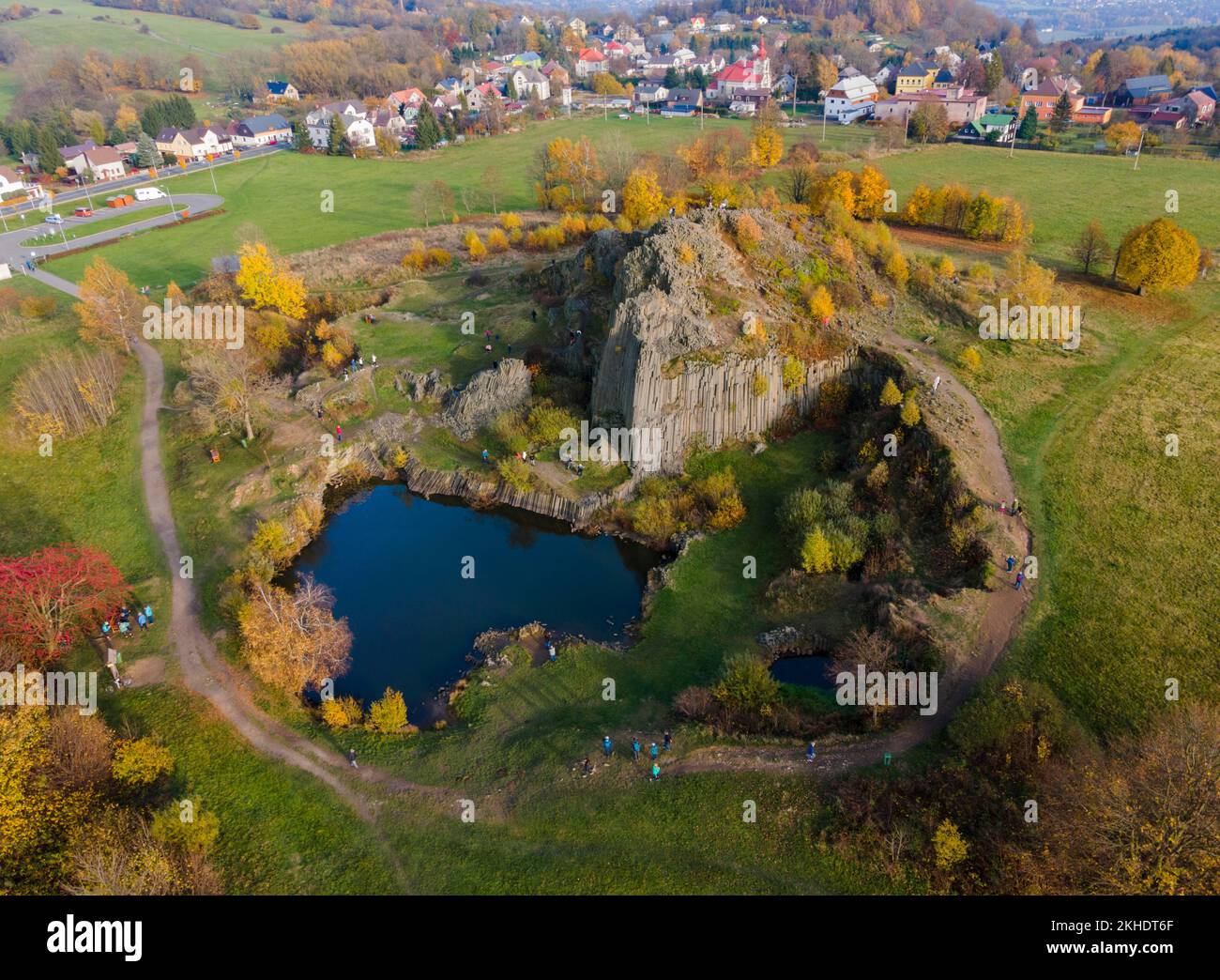 Drone shot, manor house rock, Panska skala, basal elevation, natural ...