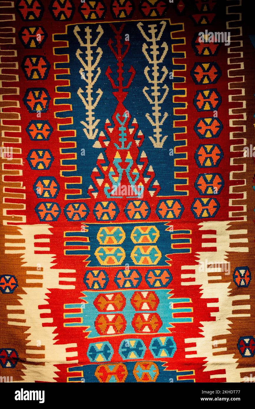 Traditional Turkish hand made carpet and rugs Stock Photo - Alamy