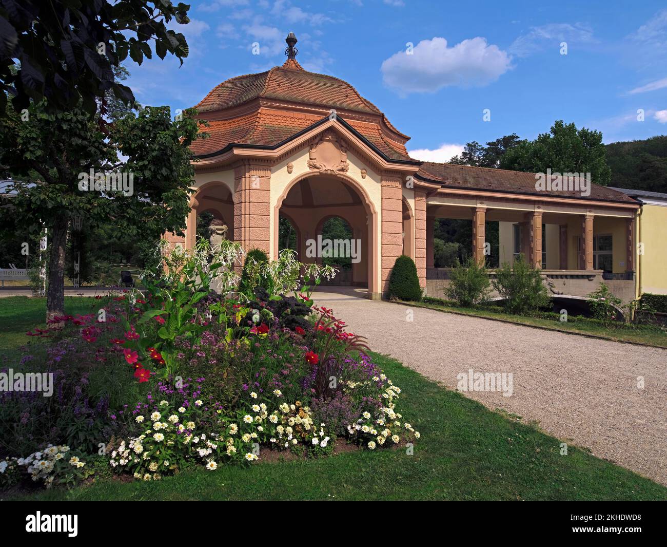 Spa garden, Wernarzer Quellentempel, Bad Brueckenau, Bavaria, Germany ...