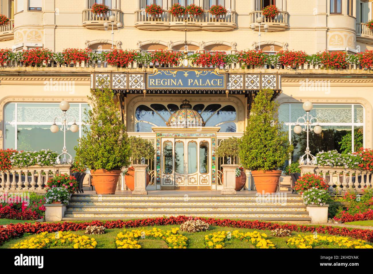 Entrance to the Hotel Regina Palace, Stresa, Lake Maggiore, Piedmont ...