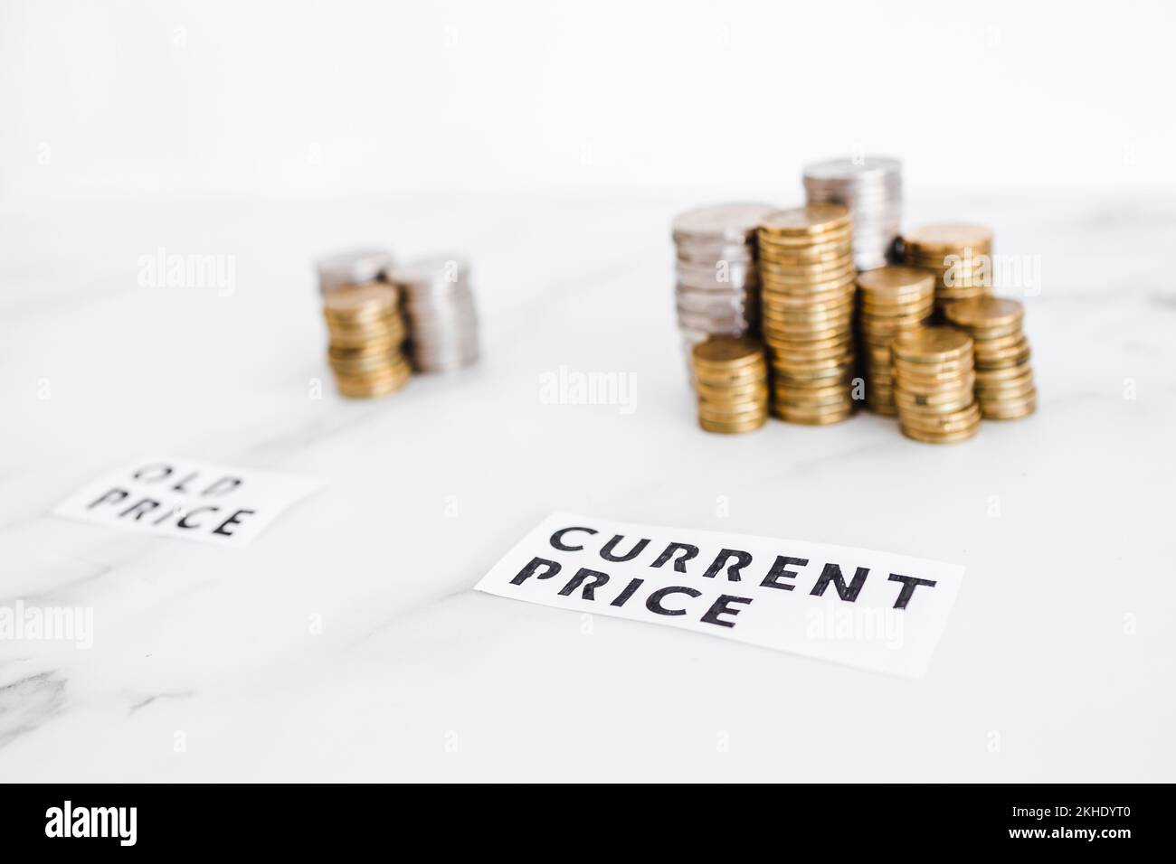inflation and cost of living going up concept, Old price vs Current ...