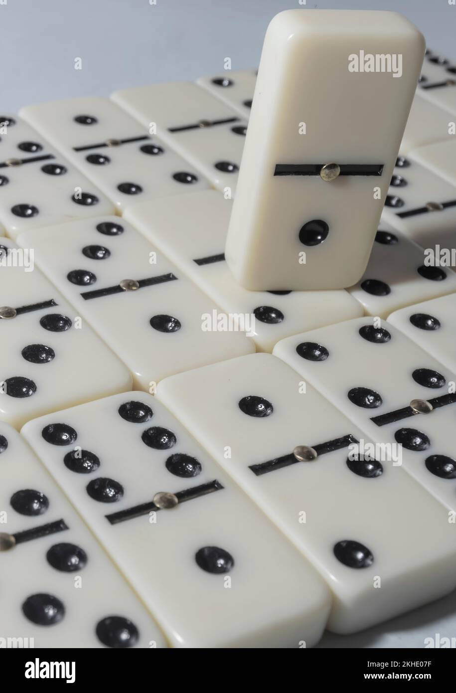 Domino texture with white background, copy space and various agulos ...