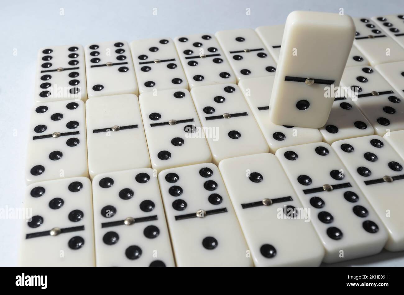 Domino texture with white background, copy space and various agulos ...