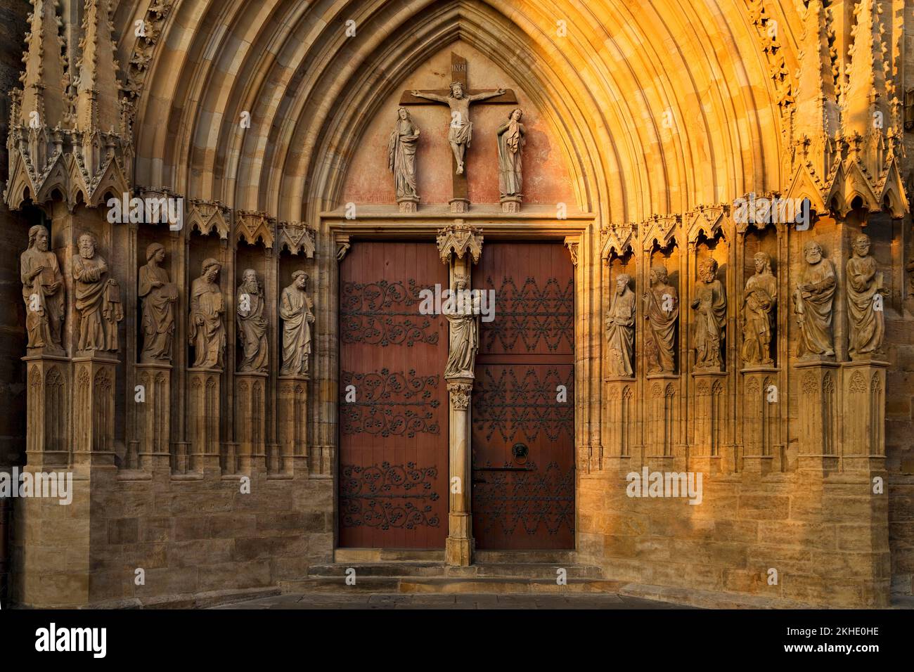 Triangle portal with the twelve apostles, main entrance of Erfurt ...