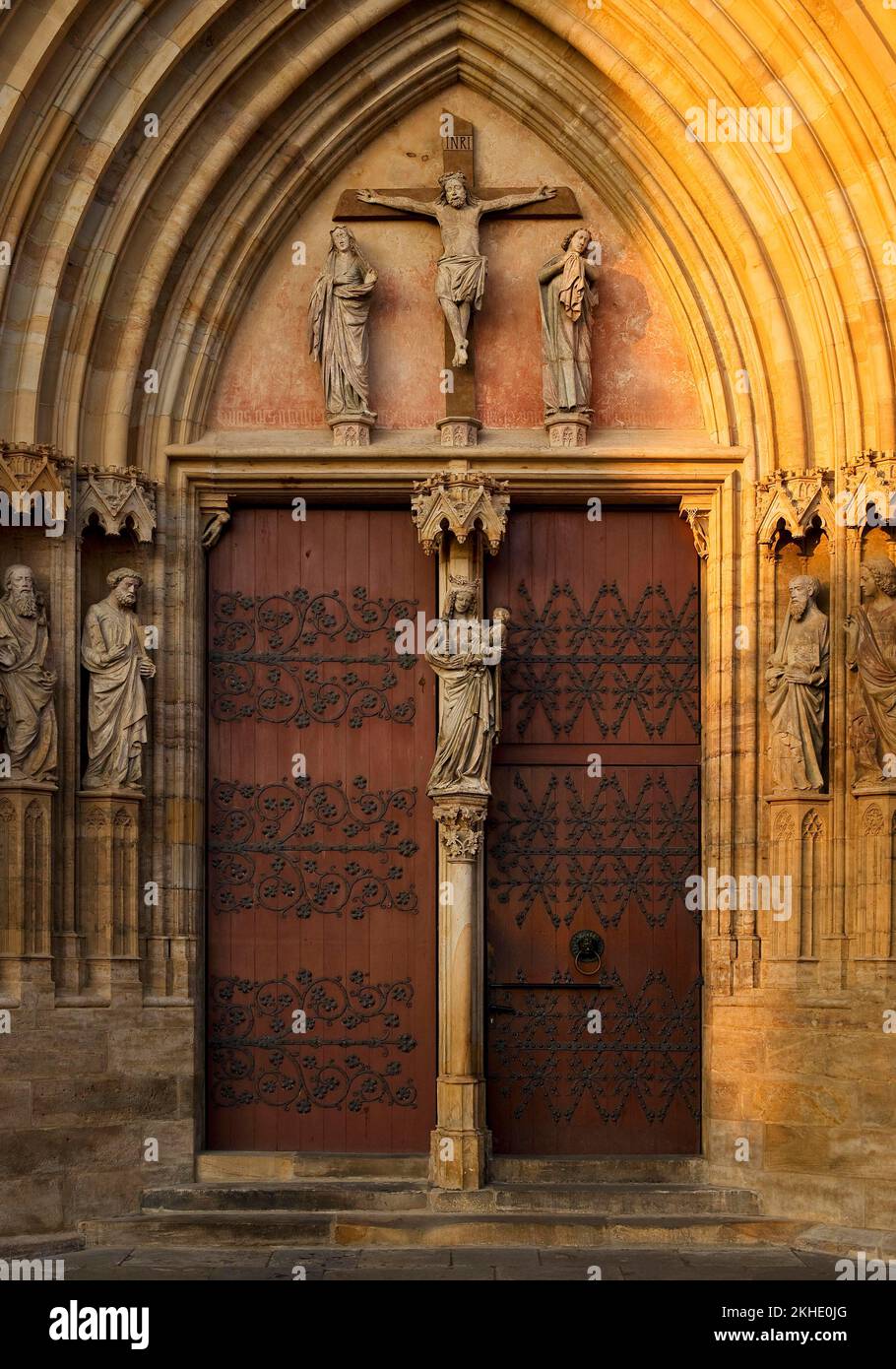 Triangle portal with the twelve apostles, main entrance of Erfurt ...