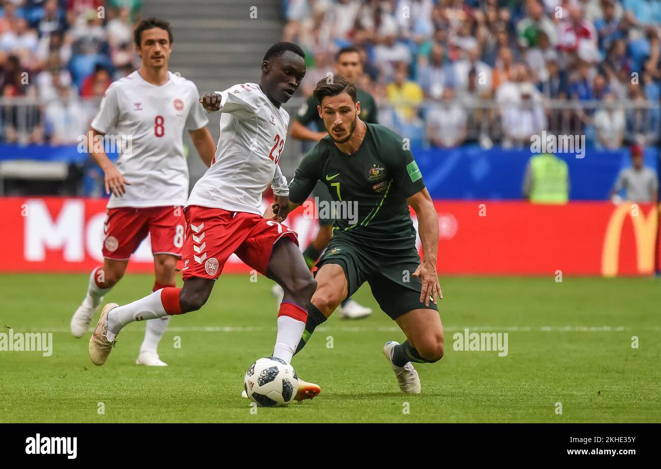 Samara, Russia – June 21, 2018. Denmark national football team winger ...
