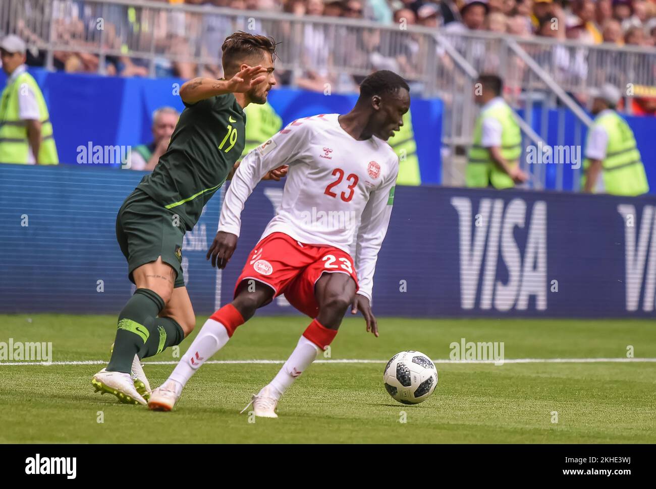 Samara, Russia – June 21, 2018. Australia national football team right ...