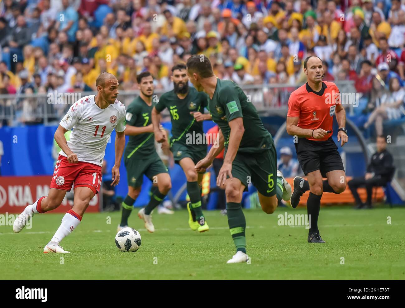 Samara, Russia – June 21, 2018. Denmark national football team winger ...