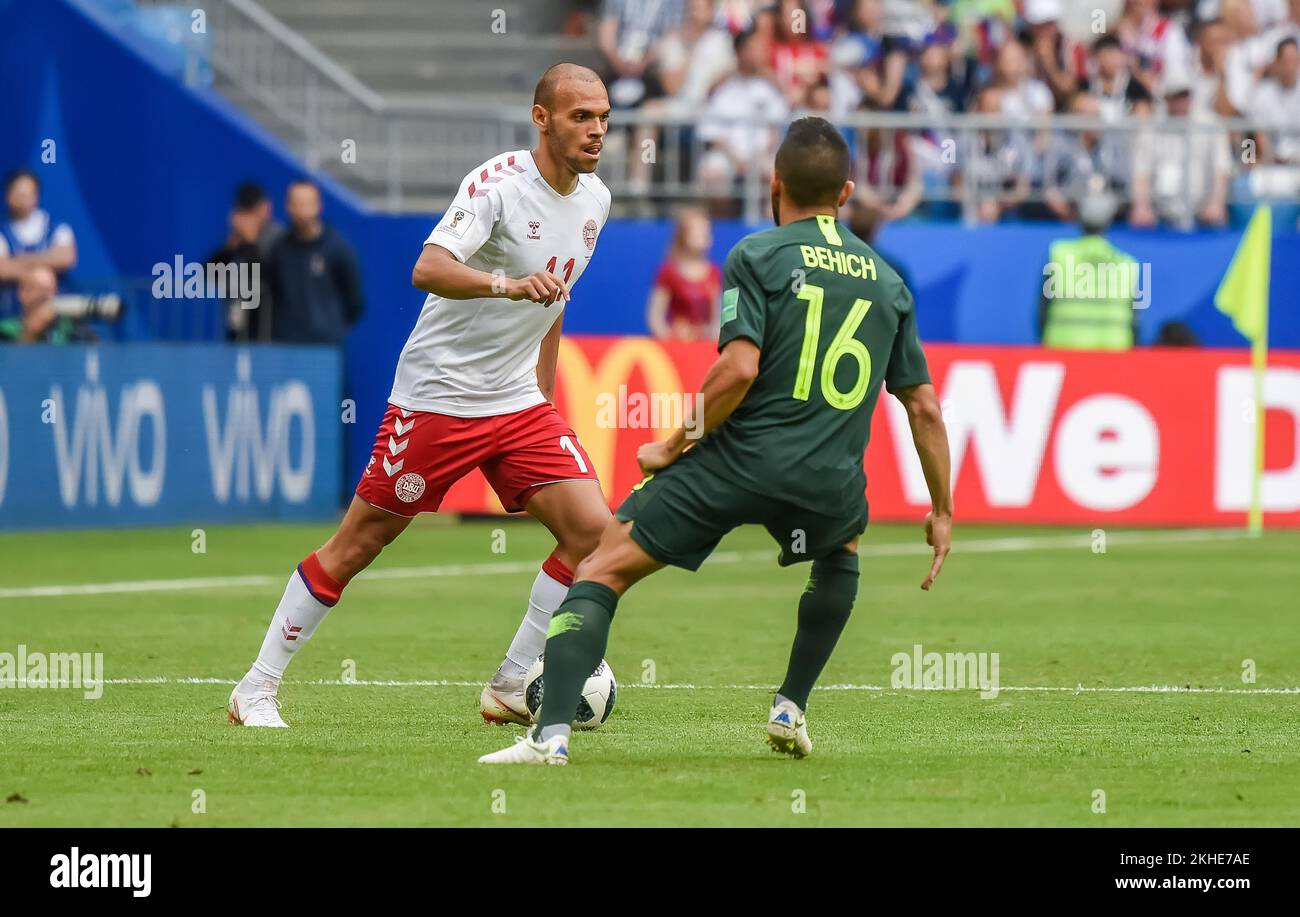 Samara, Russia – June 21, 2018. Denmark national football team winger ...