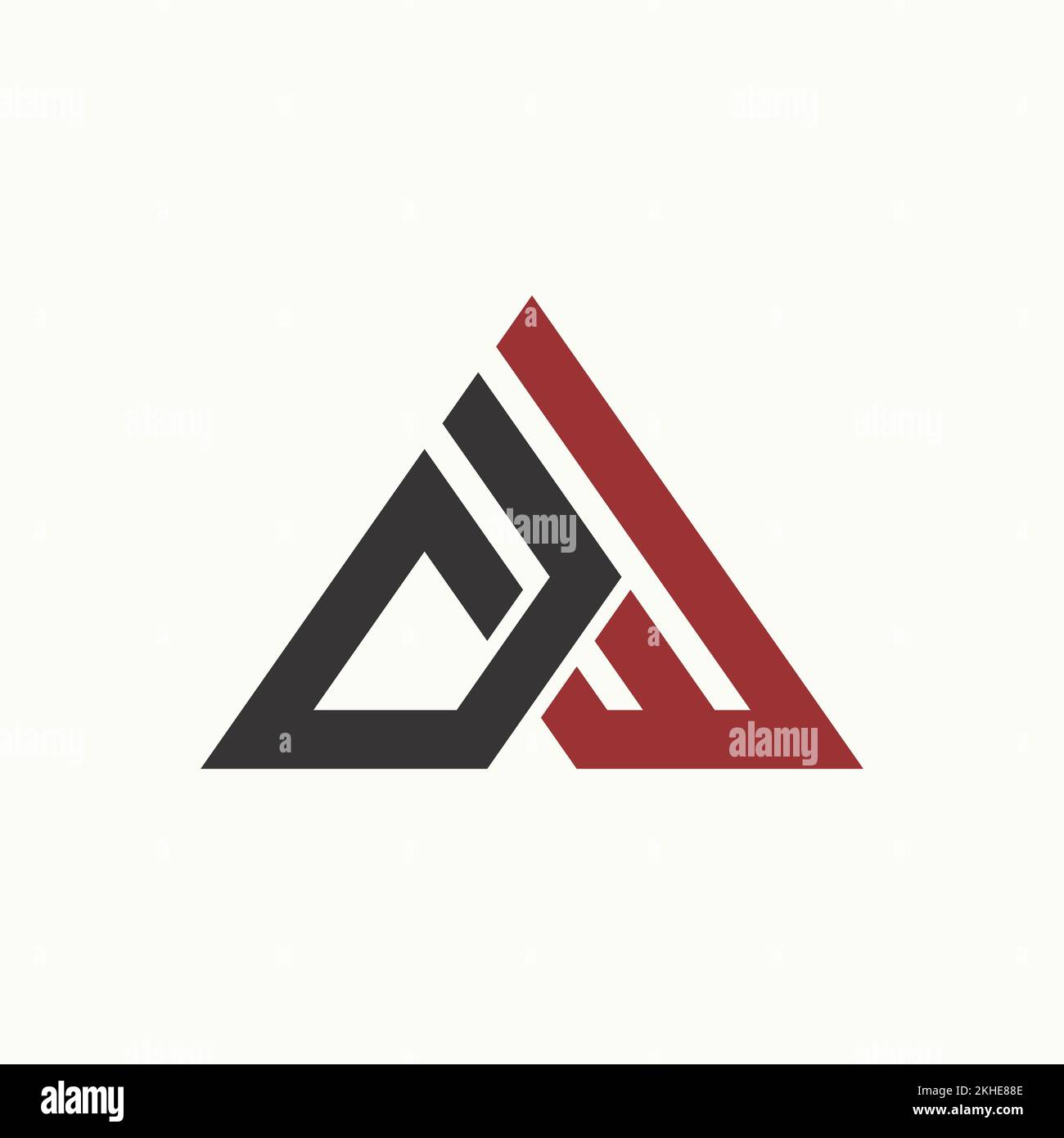 unique letter or word DW or DE font on triangle line image graphic icon ...