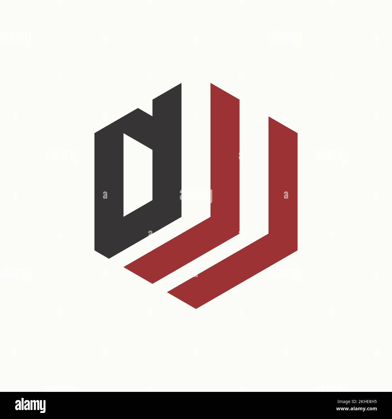 letter or word DW font 3D shape on hexagon image graphic icon logo ...