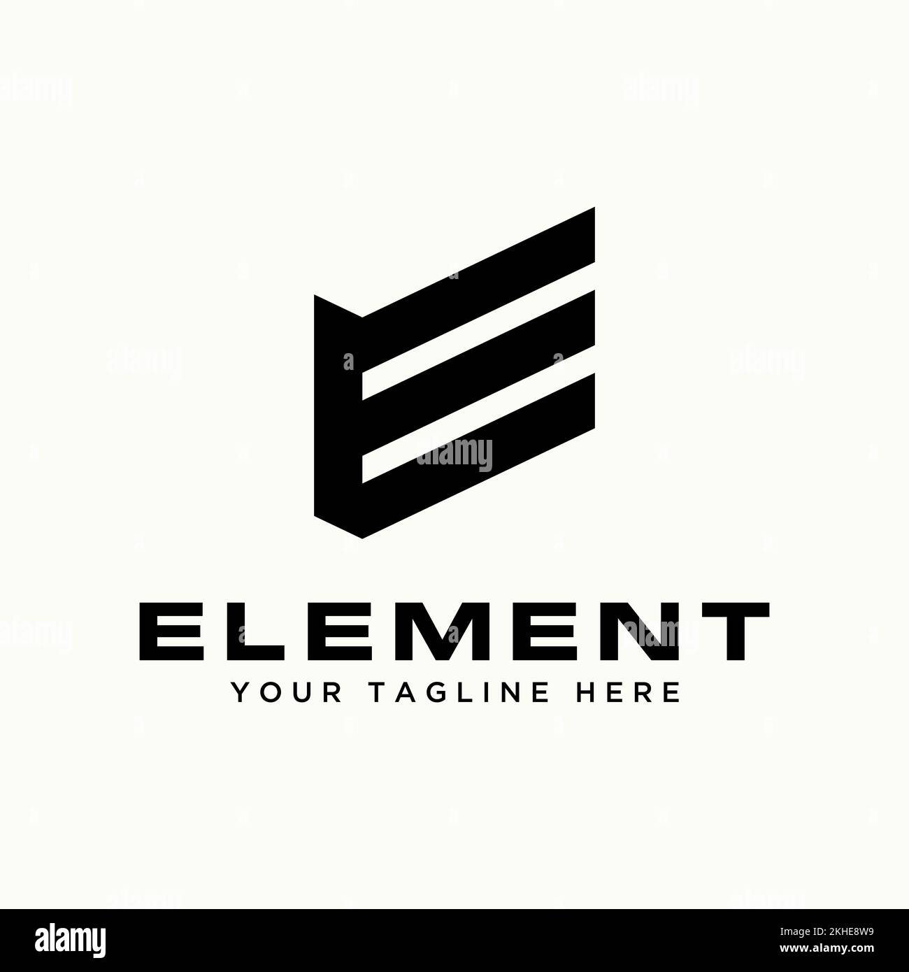 Simple and unique letter or word E font on 3D shape image graphic icon ...