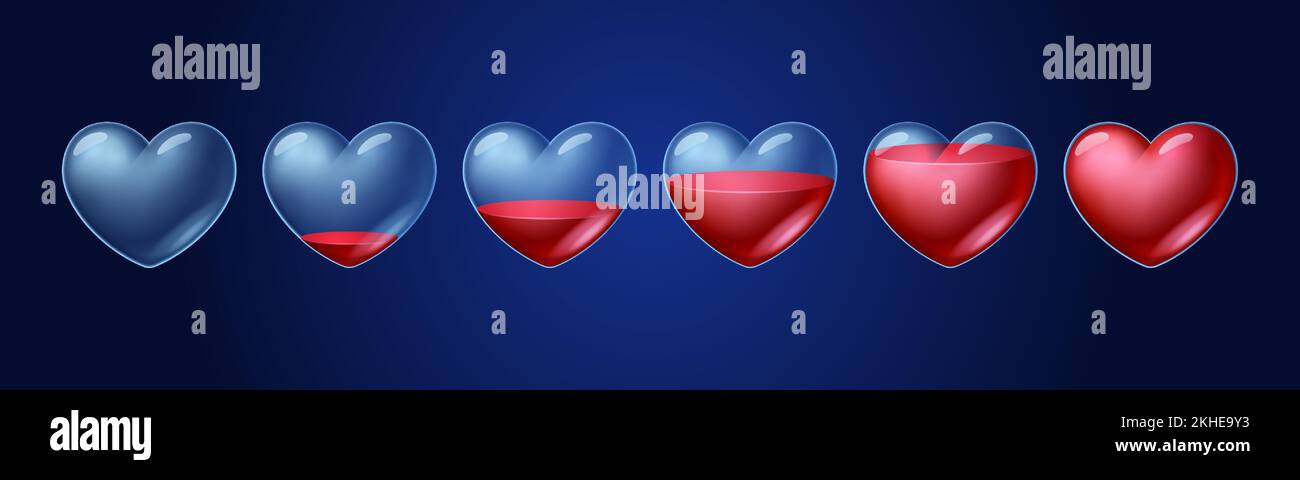 Heart fill progress game animation sprite sheet, app icons. Ui or gui ...