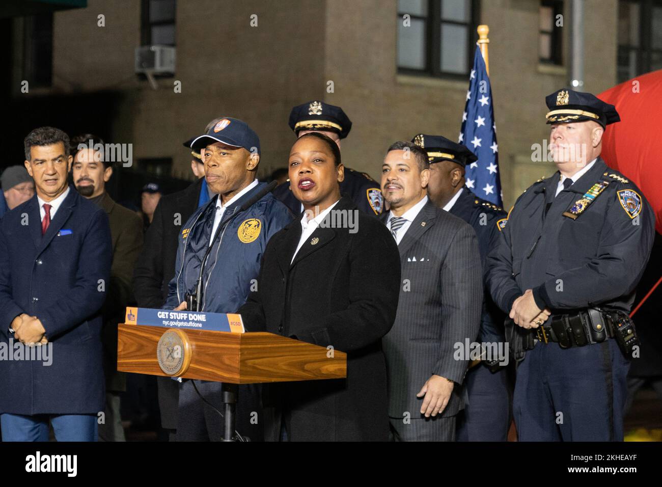 Police Commissioner Keechant Sewell speaks during mayor Eric Adams ...